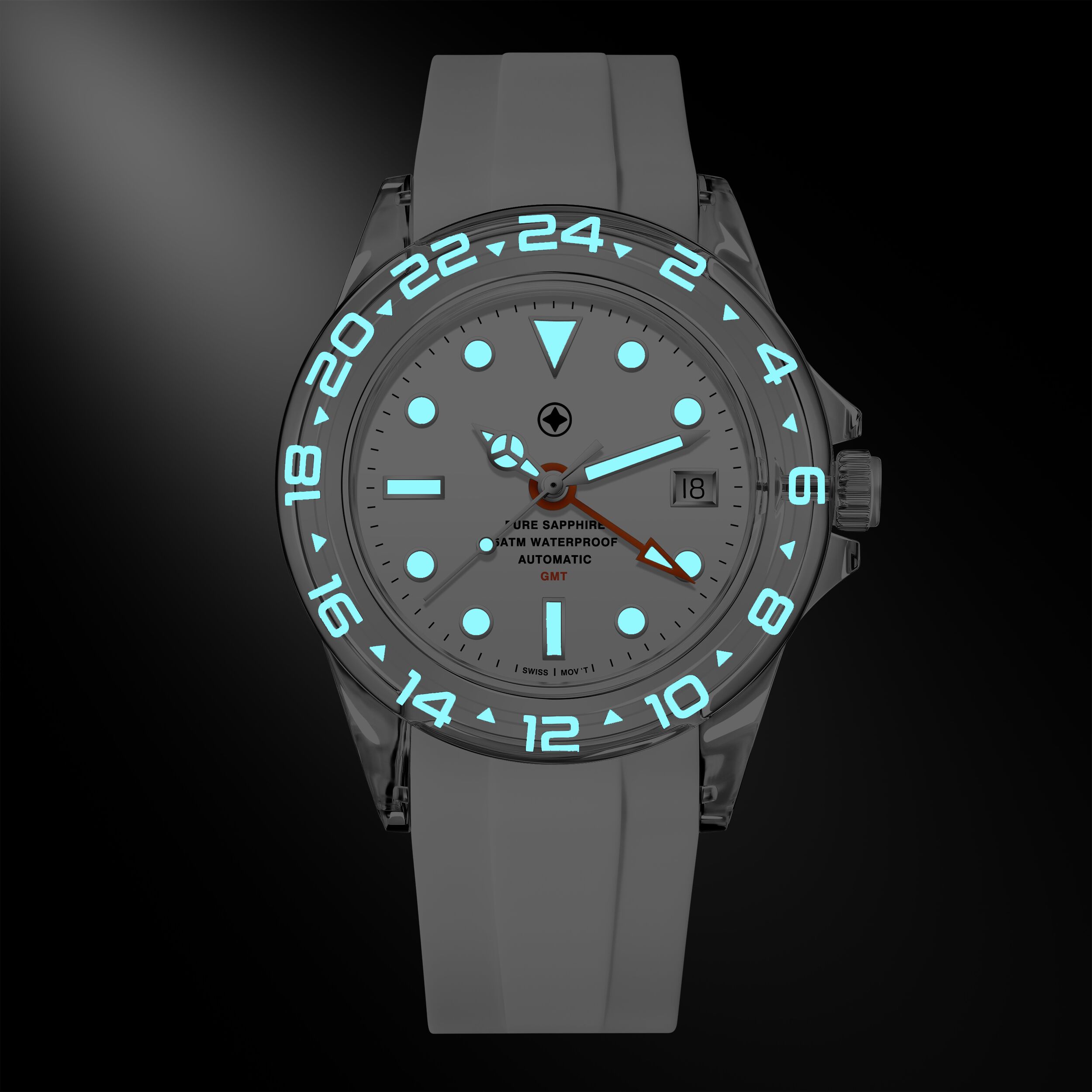 All Sapphire Watch GMT Explorer 43mm Sapphire Case Swiss Automatic 5ATM ...