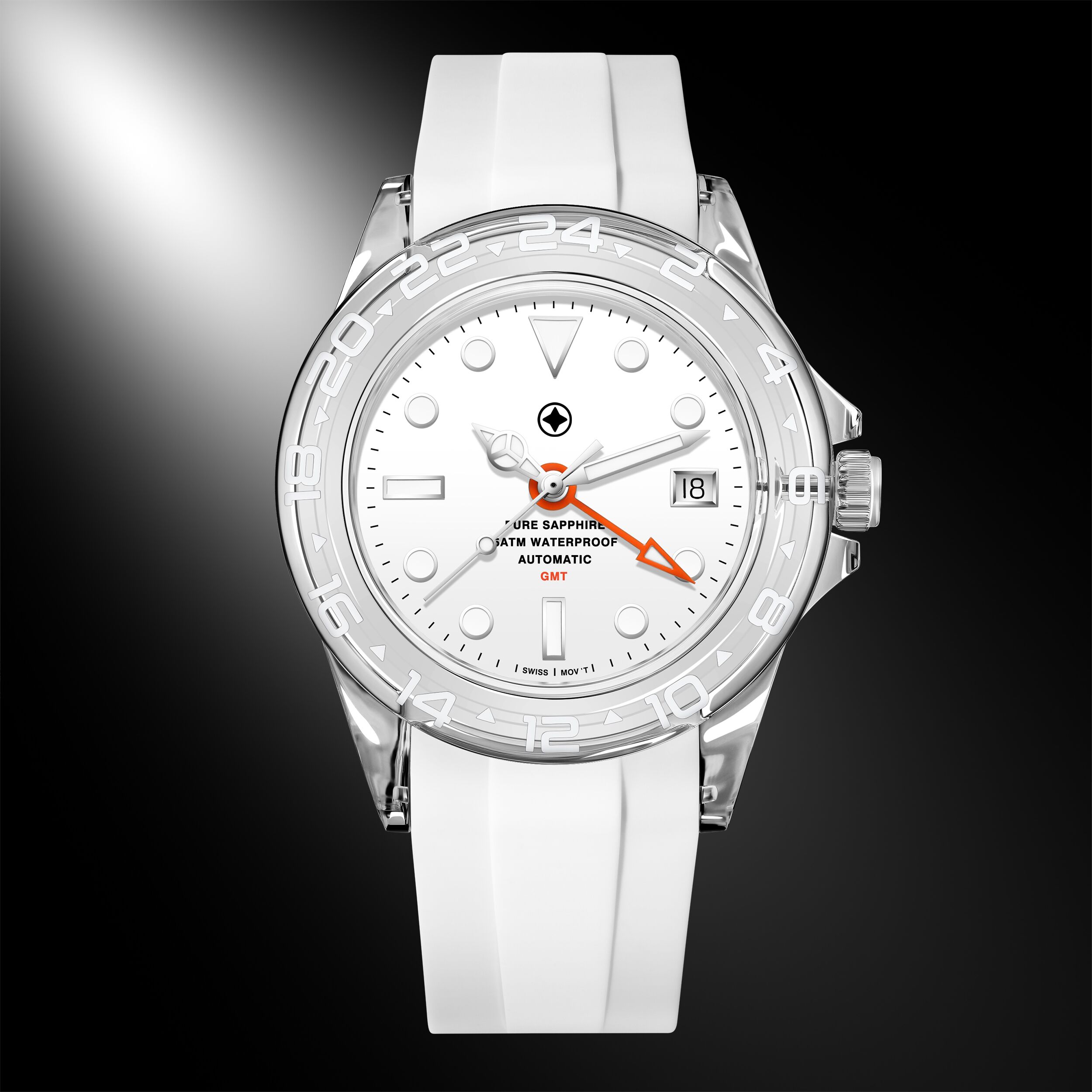 All Sapphire Watch GMT Explorer 43mm Sapphire Case Swiss Automatic 5ATM ...