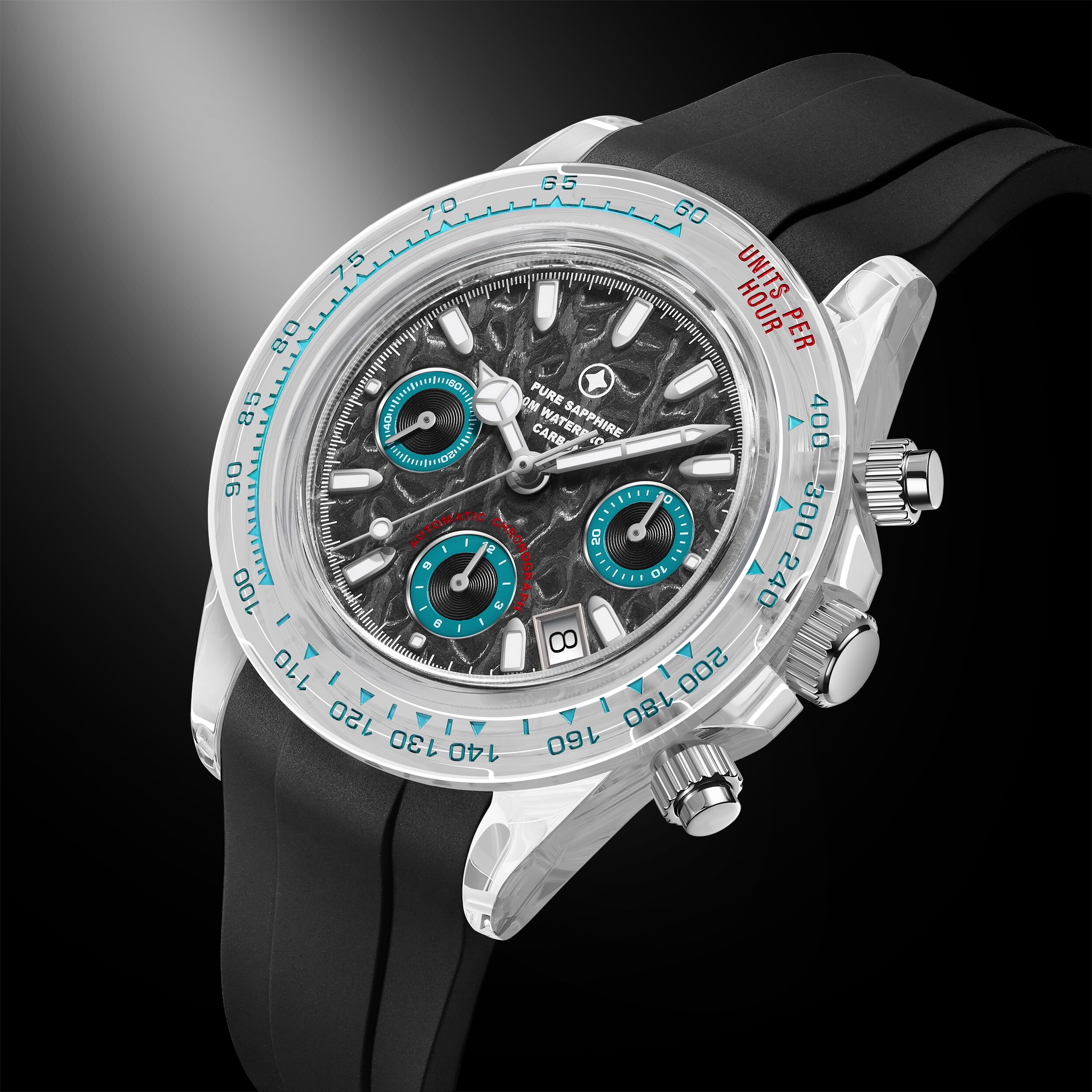 Full Sapphire Case Watch Meteorite Dial Carbon Dial Swiss Automatic ...