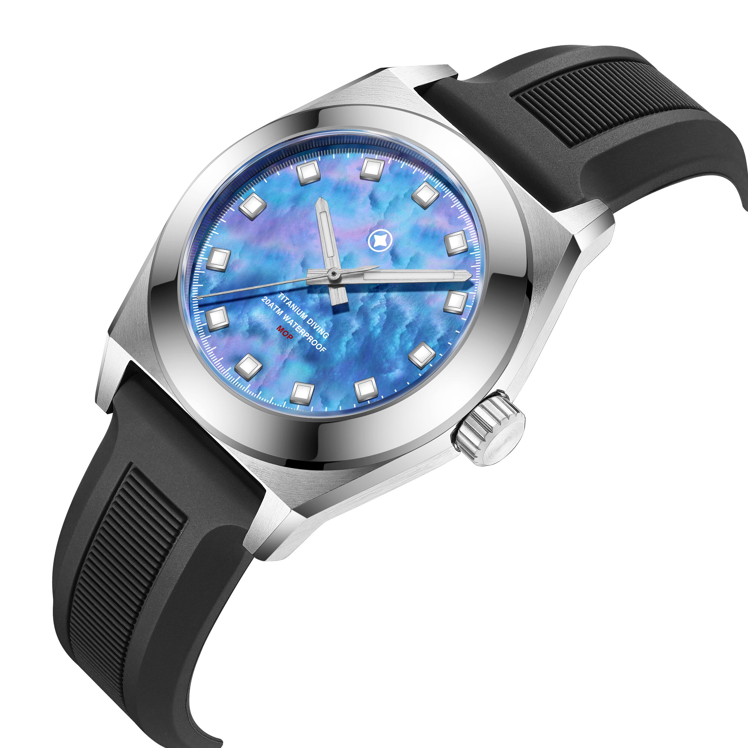 Titanium Diving Watch 36mm Titanium Case Mother of Pearl Dial 20ATM ...